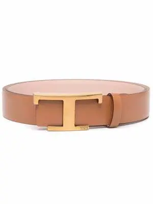 TOD'S Logo Buckle Leather Belt - Brown