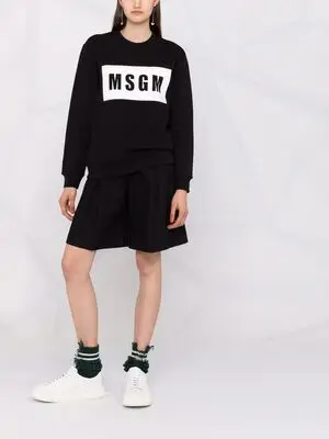 MSGM Logo-print Cotton Sweater - Black