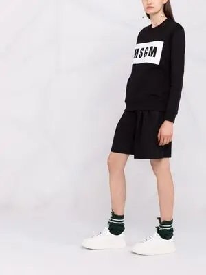 MSGM Logo-print Cotton Sweater - Black