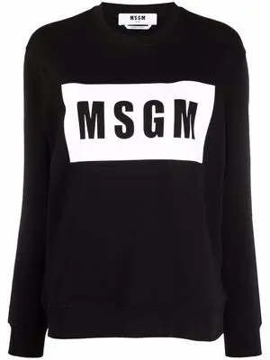 MSGM Logo-print Cotton Sweater - Black