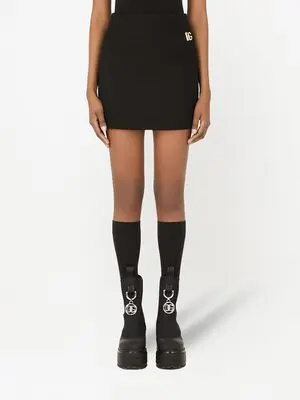 Dolce & Gabbana Logo-appliqué Double Crepe Miniskirt