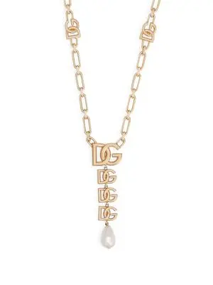 Dolce & Gabbana Dg Logo Pearl-embellished Necklace