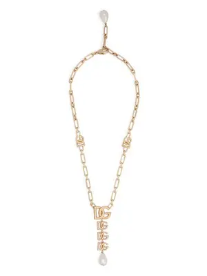 Dolce & Gabbana Dg Logo Pearl-embellished Necklace
