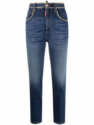 Dsquared2 High-waisted Chain-trim Cropped Jeans