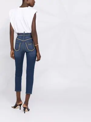 Dsquared2 High-waisted Chain-trim Cropped Jeans