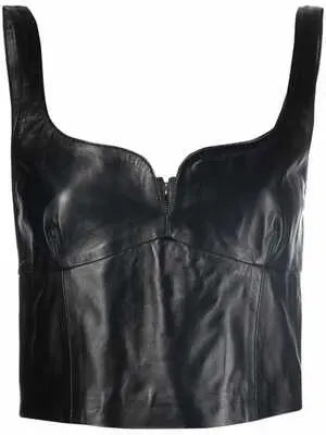 MANOKHI Cropped Leather Vest