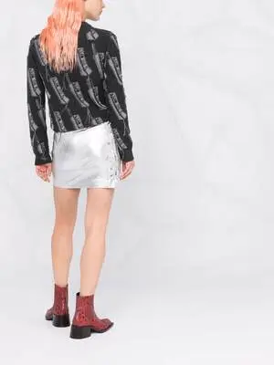 MANOKHI Biker-style Metallic Leather Skirt