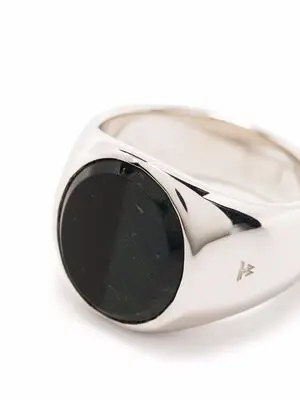 Tom Wood Oval Blue Hawk Eye Signet Ring - Silver