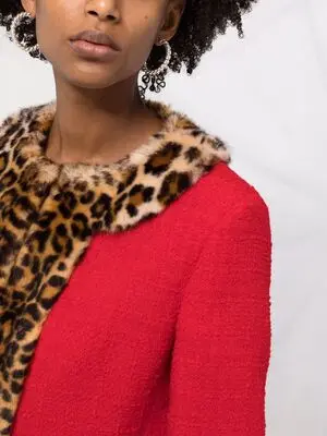 Moschino Leopard Print-applique Bouclè-tweed Jacket