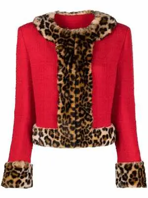 Moschino Leopard Print-applique Bouclè-tweed Jacket