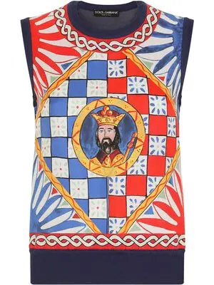 Dolce & Gabbana Carretto-print Silk Vest - Blue