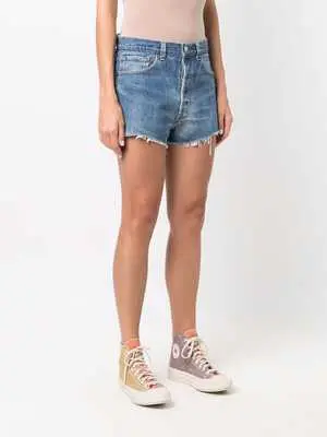 RE/DONE Raw-edge Denim Shorts