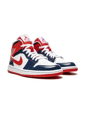 JORDAN Air 1 Mid Patent Leather Sneakers - White