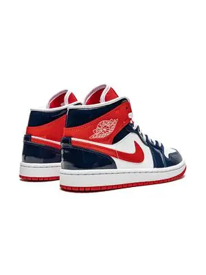 JORDAN Air 1 Mid Patent Leather Sneakers - White