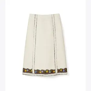 Tory Burch Metallic Tweed Skirt White