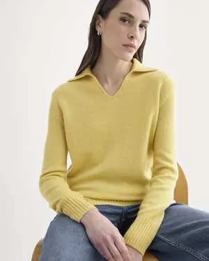 Everlane Cashmere Polo Sweater - Double Cream Heather