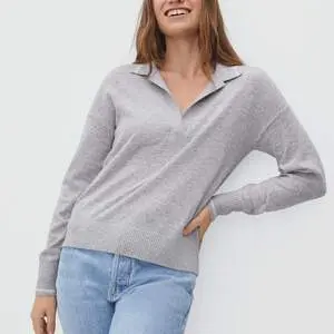 Everlane Cashmere Polo Sweater Fog