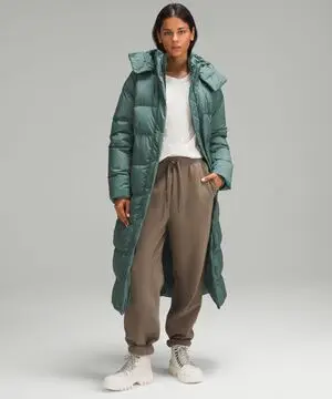 Lululemon Wunder Puff Long Jacket 600-Down-Fill Medium Forest