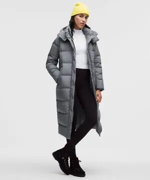 Lululemon Wunder Puff Long Jacket 600-Down-Fill Solar Grey