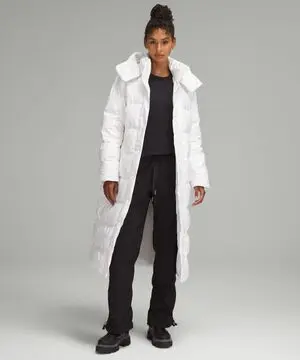 Lululemon Wunder Puff Long Jacket 600-Down-Fill White