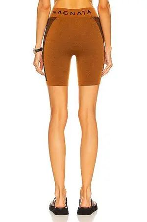 NAGNATA Suki Side Stripe Biker Short In Cognac