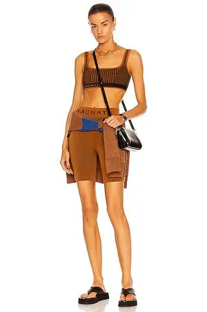 NAGNATA Suki Side Stripe Biker Short In Cognac