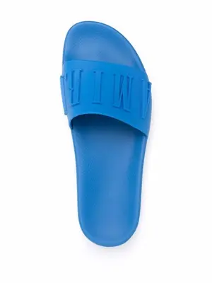Amiri Logo Embossed Open-toe Slides - Blue