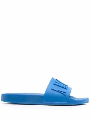 Amiri Logo Embossed Open-toe Slides - Blue