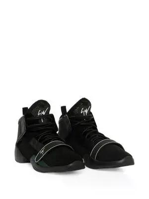 GIUSEPPE ZANOTTI Split Sole Logo Strap Sneakers - Black