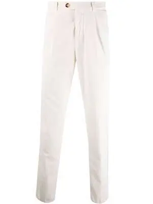 Brunello Cucinelli Pleat-detail Cotton Trousers - Neutrals