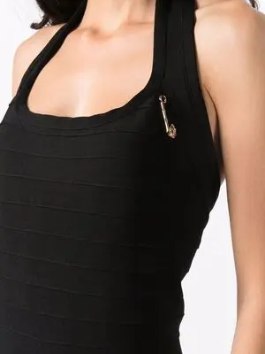 Versace Safety-pin Detail Halterneck Dress