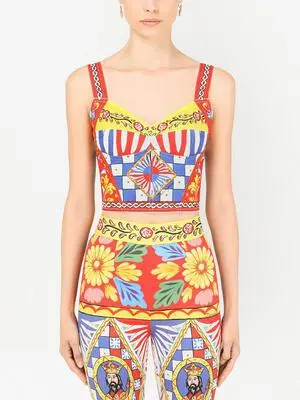 Dolce & Gabbana Carretto-print Bustier Top