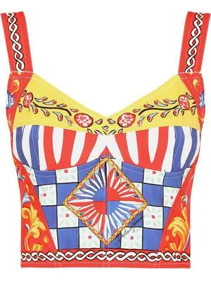 Dolce & Gabbana Carretto-print Bustier Top