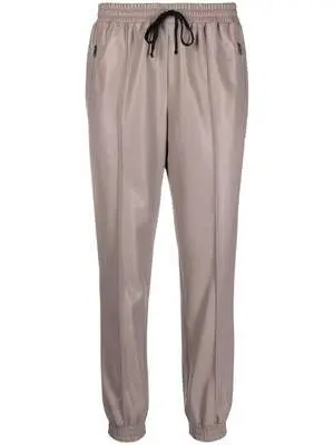 Philosophy Di Lorenzo Serafini Cropped Faux Leather Trousers - Neutrals