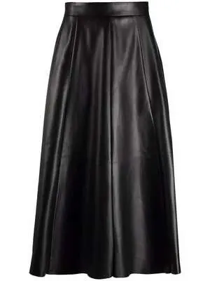 Ralph Lauren Leather A-line Midi Skirt