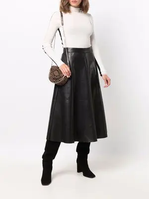 Ralph Lauren Leather A-line Midi Skirt