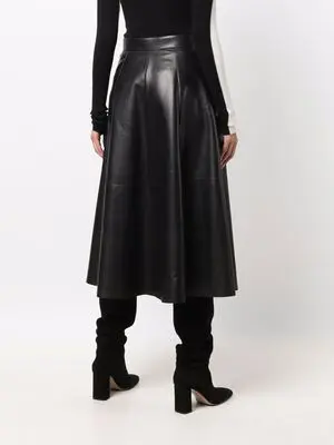 Ralph Lauren Leather A-line Midi Skirt