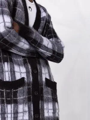 Red Valentino Check-print Cardigan With Fringe