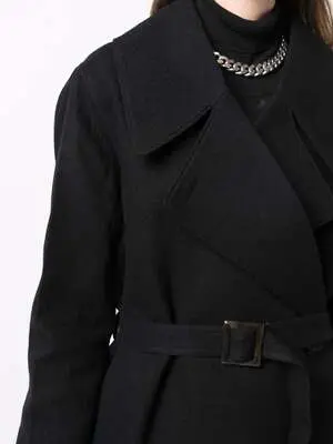 Rick Owens Belted Cotton Midi Coat