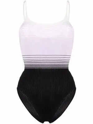 Missoni Ribbed-knit Two-tone One-piece