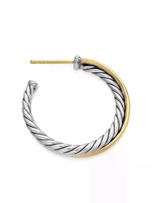 David Yurman 18kt Yellow And Sterling Silver Crossover Hoop Earrings - Gold