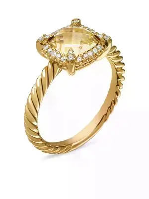 David Yurman 18kt Yellow Petite Chatelaine Citrine And Diamond Ring - Gold