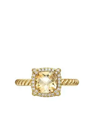David Yurman 18kt Yellow Petite Chatelaine Citrine And Diamond Ring - Gold