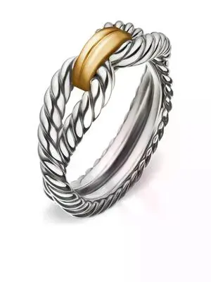 David Yurman 18kt Yellow Gold And Sterling Cable Loop Band Ring - Silver