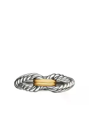David Yurman 18kt Yellow Gold And Sterling Cable Loop Band Ring - Silver