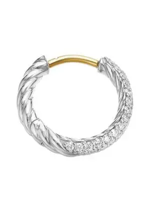 David Yurman Sterling Diamond Huggie Hoop Earrings - Silver