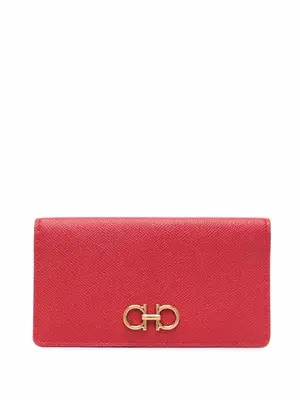 FERRAGAMO Gancini Long Leather Wallet - Red