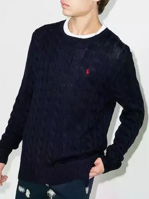 Polo Ralph Lauren Logo-embroidered Cable-knit Jumper - Black