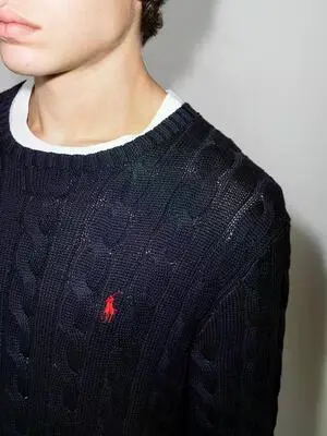 Polo Ralph Lauren Logo-embroidered Cable-knit Jumper - Black