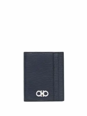 FERRAGAMO Logo-print Leather Cardholder - Blue